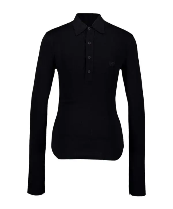 Balenciaga Long-sleeved Knit Polo Top