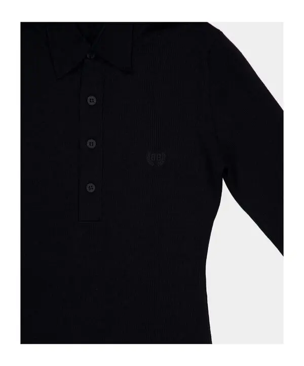 Balenciaga Long-sleeved Knit Polo Top