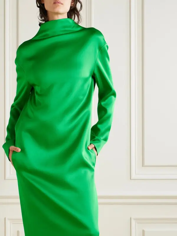TOM FORD Shiny Crepe Mock Neck Column Evening Dress
