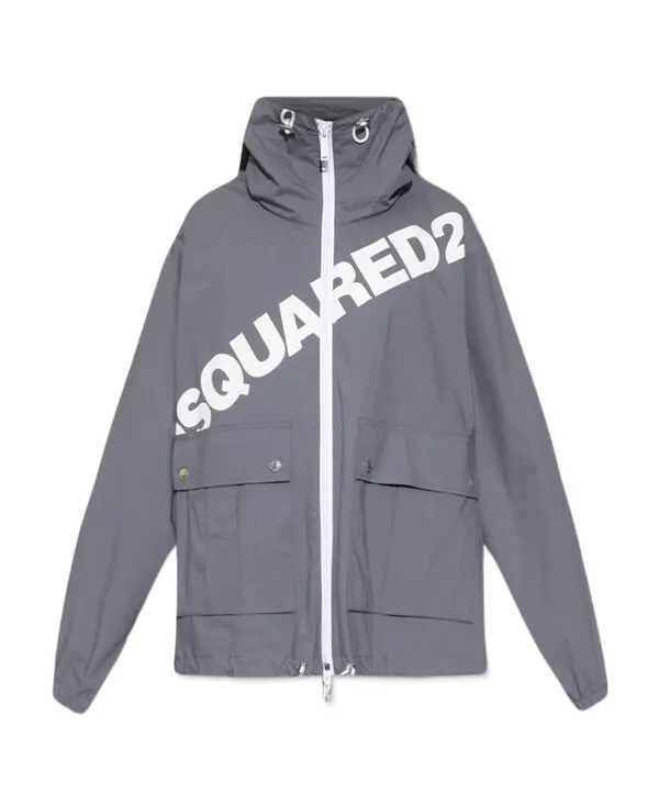 Dsquared2 Logo Print Zip Up Jacket - Gray
