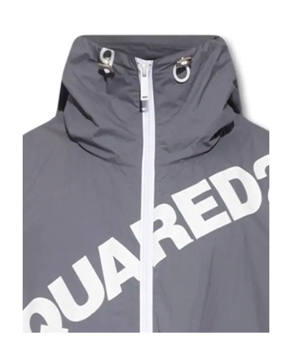 Dsquared2 Logo Print Zip Up Jacket - Gray
