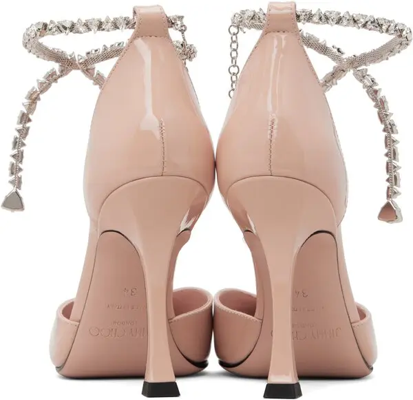 JIMMY CHOO Stevie 100 High Heel Pointed Toe Ankle Strap Pumps - Macaron