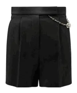 Elisabetta Franchi Chained Detailed Pleated Shorts - Black