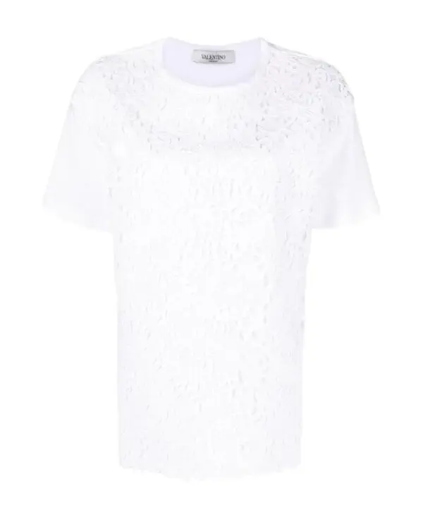 Valentino Garavani Logo-print Lace T-shirt - White