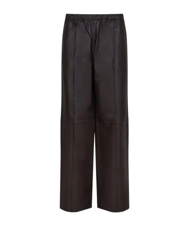 SELECTED Leather Palazzo Trousers - Black