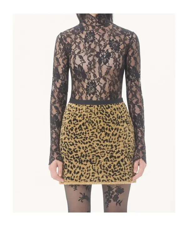 Valentino Garavani Lace Mock Neck Bodysuit - Black