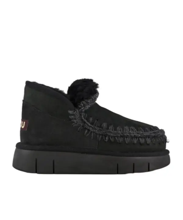 Mou Round Toe Boots With Logo Detailing - Black
