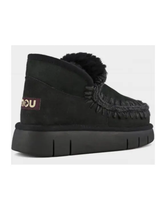 Mou Round Toe Boots With Logo Detailing - Black