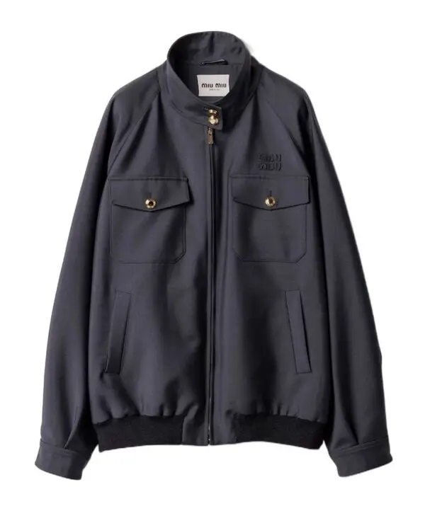 Miu Miu Zip-up Blouson Jacket With Embroidered Logo