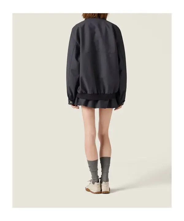 Miu Miu Zip-up Blouson Jacket With Embroidered Logo