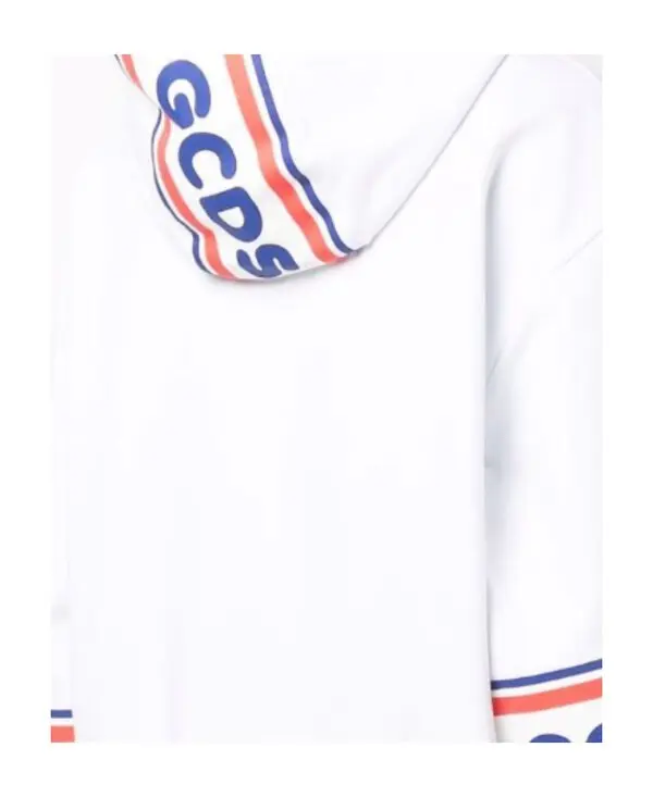 Gcds Logo Tape Printed Hoodie - White