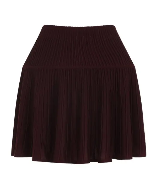 Alaïa Pleated Mini Skirt - Wine Red