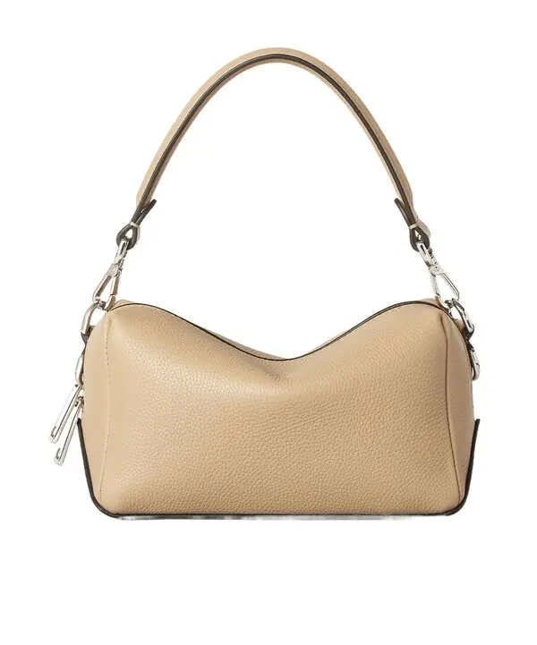 Fendi Leather Bag With Ff Appliqués - Beige