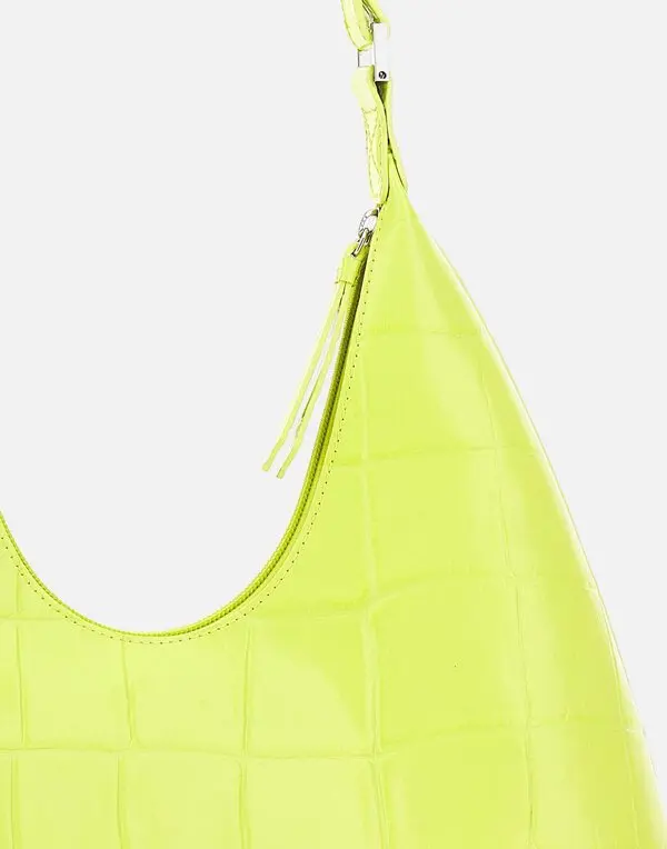 By Far Amber Croc Effect Leather Shoulder Bag - Yellow