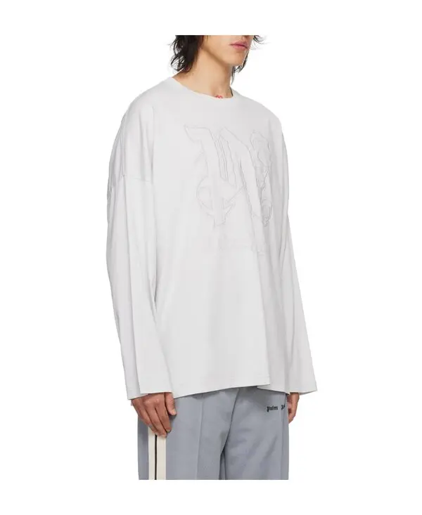 Palm Angels Monogram Embroidered Crewneck T-shirt - White