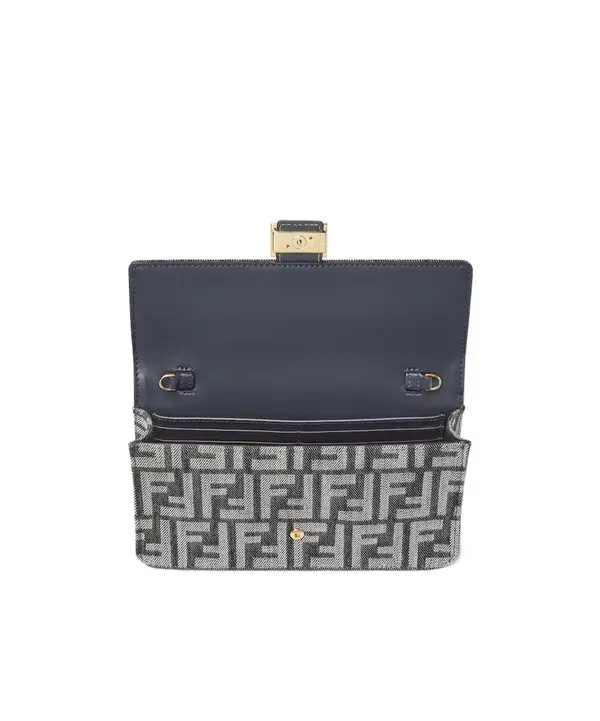 Fendi Baguette Ff Jacquard Chain-linked Wallet - Blue