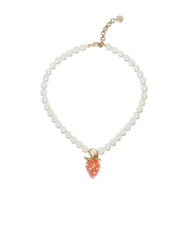 Casablanca Strawberry Pendant Necklace With Pearls - Gold/pink/white
