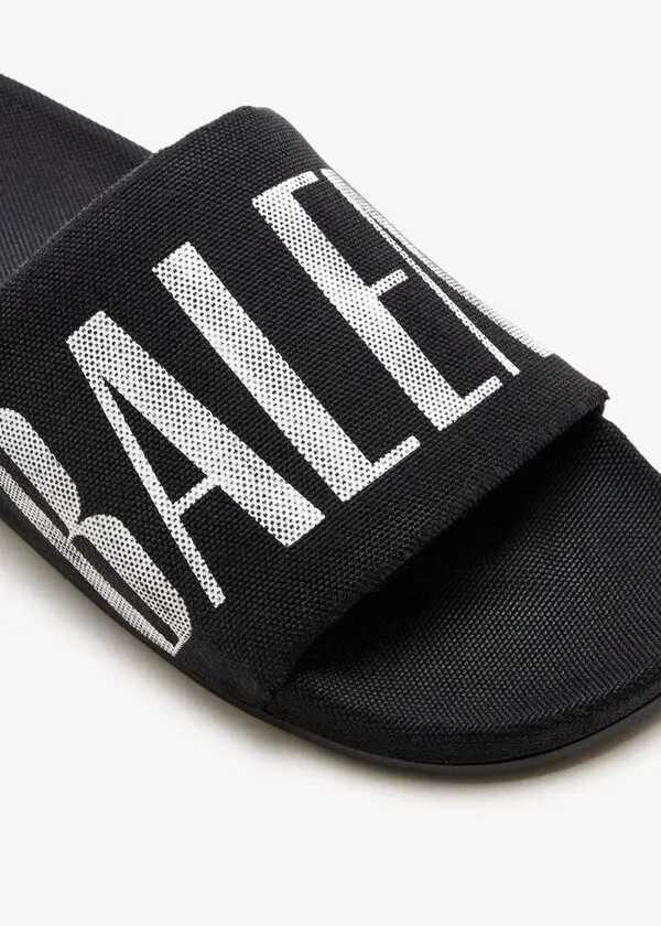 Balenciaga Logo Slide Sandals - Black/white