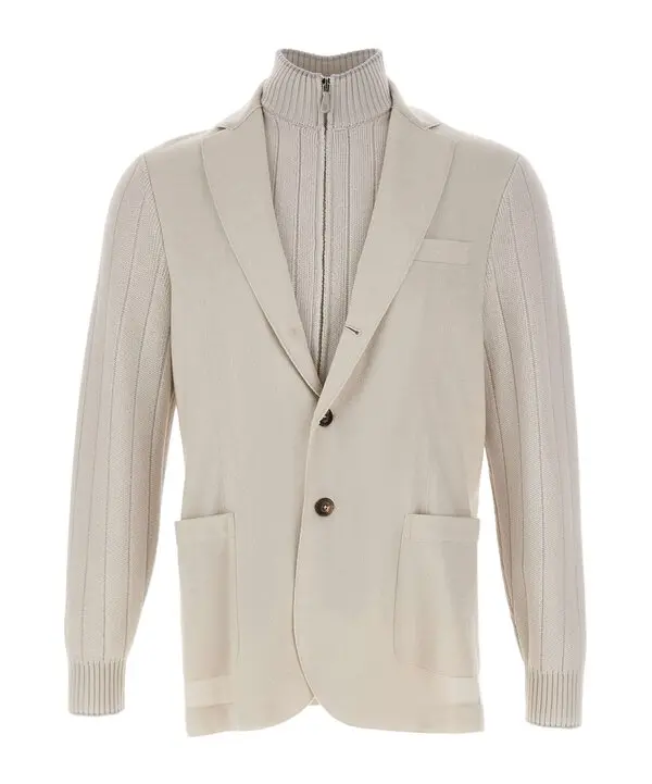 Eleventy Single-breasted Ribbed-knit Blazer