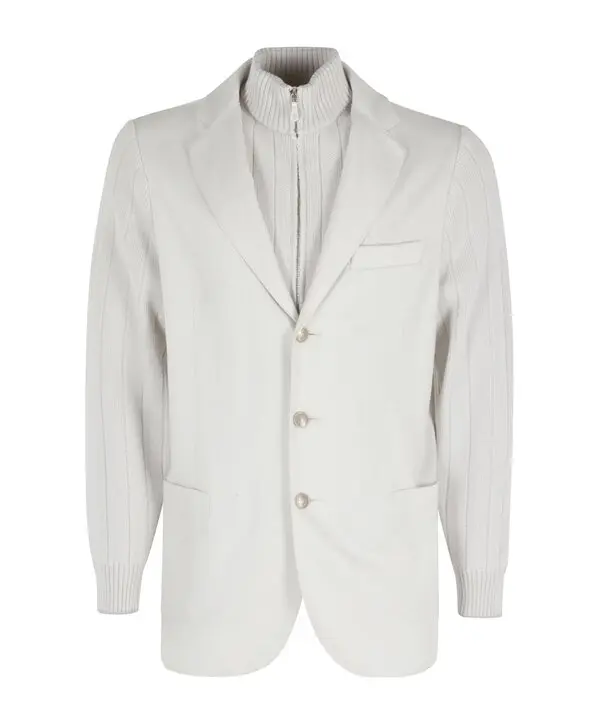Eleventy Single-breasted Ribbed-knit Blazer