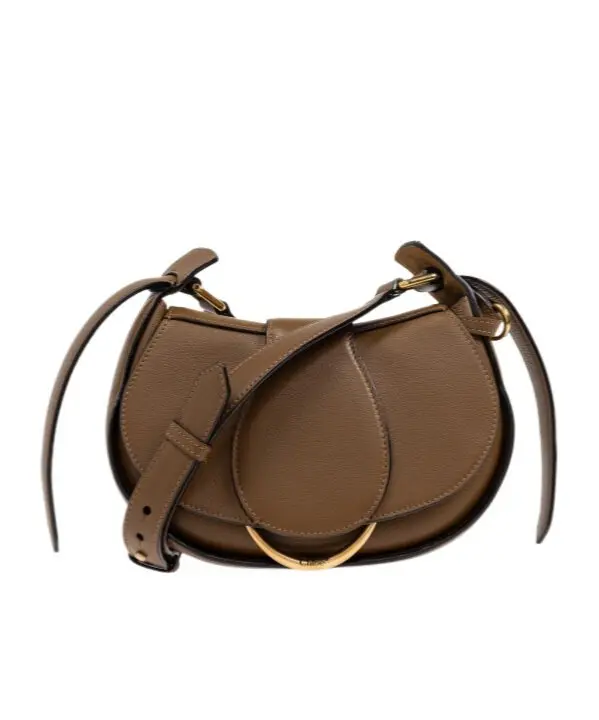 Chloé Saddle Crossbody Bag With Logo Detail - Brown