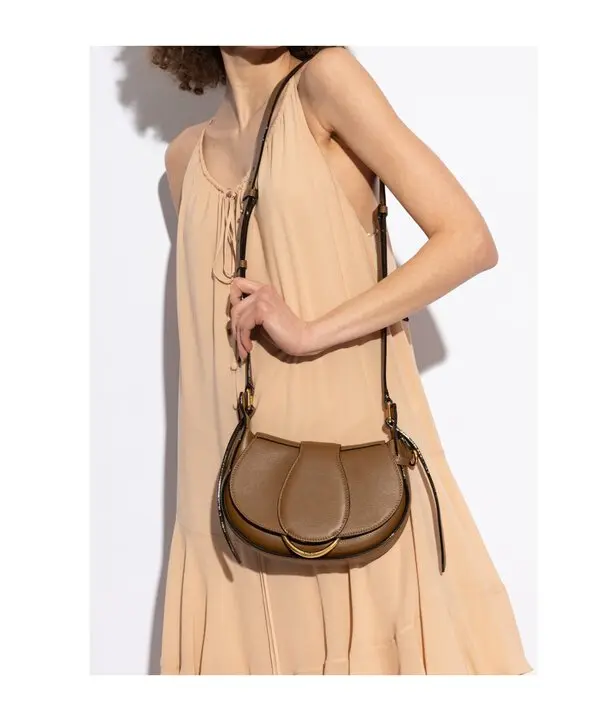 Chloé Saddle Crossbody Bag With Logo Detail - Brown