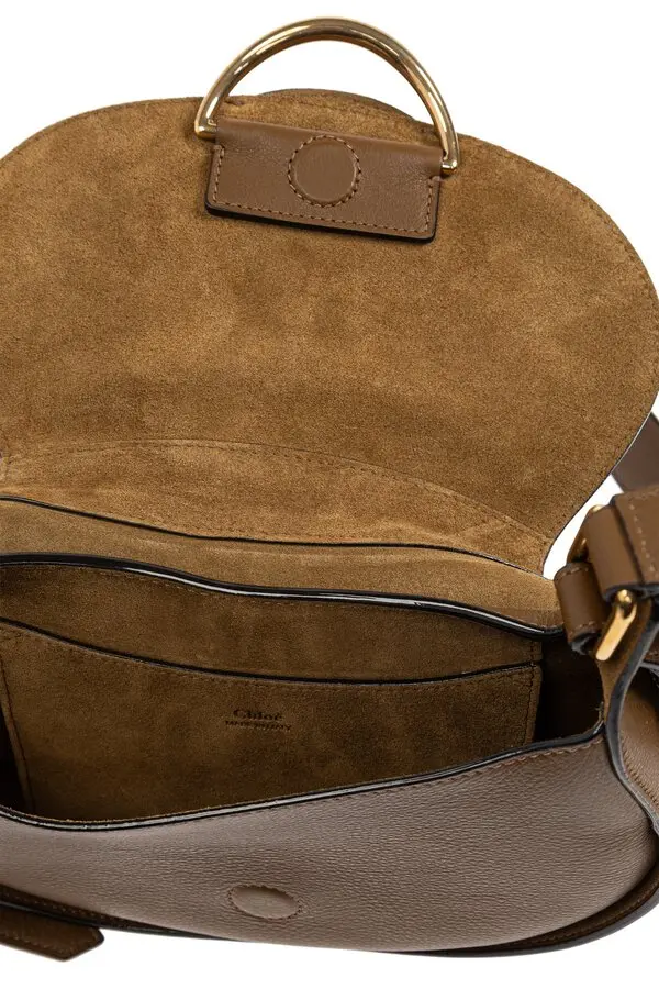 Chloé Saddle Crossbody Bag With Logo Detail - Brown