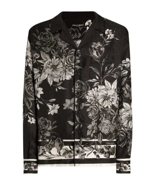 Dolce & Gabbana Dolce Gabbana Flower Bouquet-printed Jacquard Twill Shirt - Black