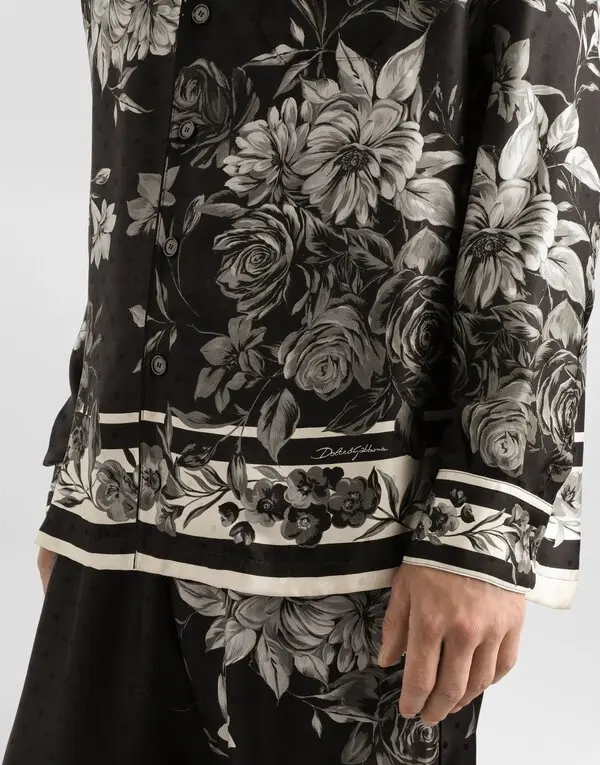 Dolce & Gabbana Dolce Gabbana Flower Bouquet-printed Jacquard Twill Shirt - Black