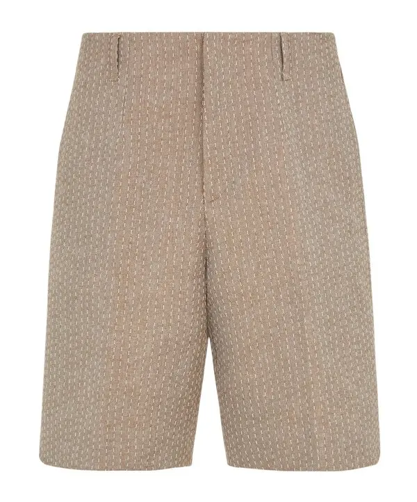 Fendi Tailored Bermuda Shorts With Contrasting Stitching - Beige