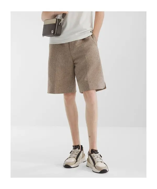 Fendi Tailored Bermuda Shorts With Contrasting Stitching - Beige