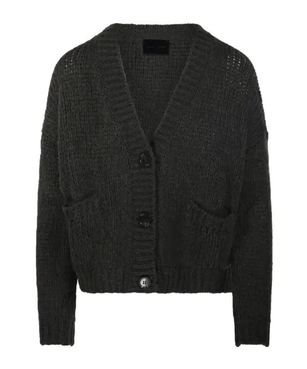 ROBERTO COLLINA Long Sleeve Button Front Cardigan With Patch Pockets