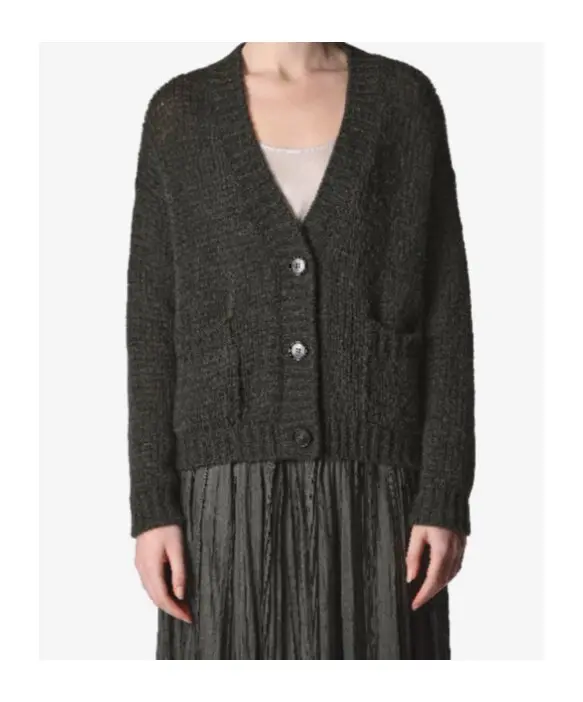 ROBERTO COLLINA Long Sleeve Button Front Cardigan With Patch Pockets