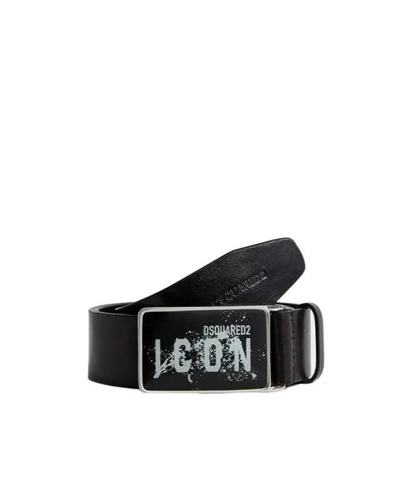 Dsquared2 Icon Leather Buckle Belt - Black