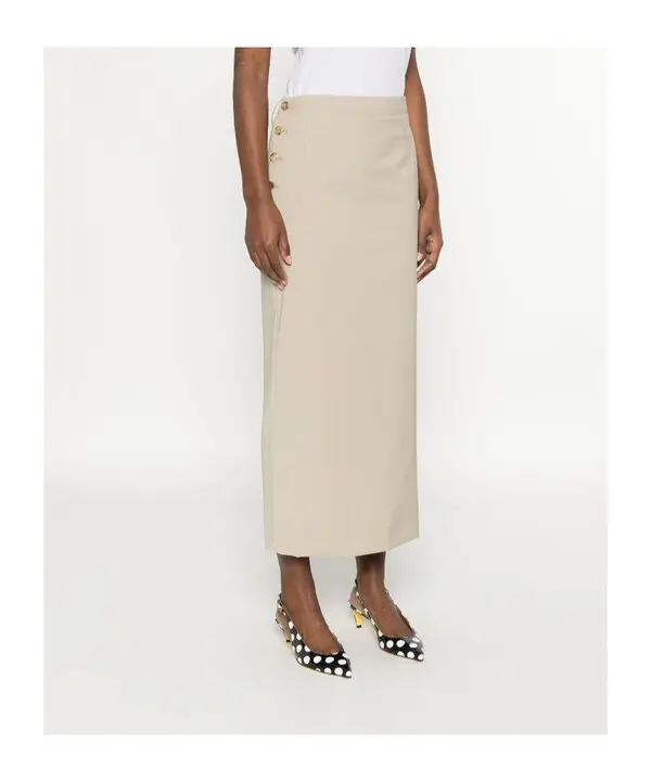 Moschino Virgin Wool Midi Skirt - Nude