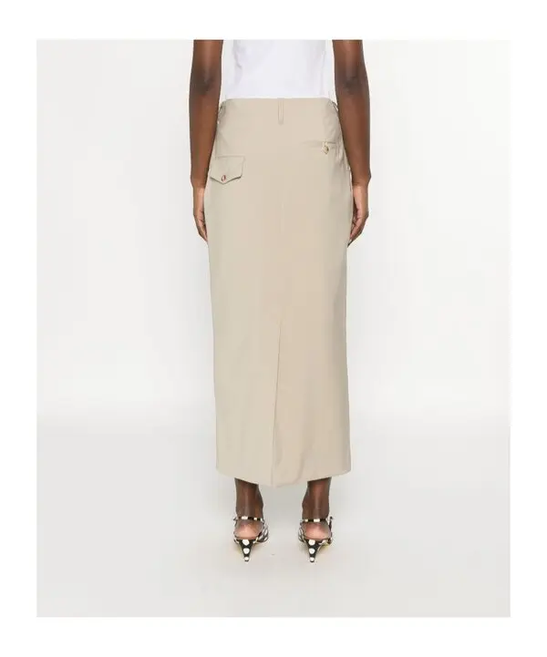 Moschino Virgin Wool Midi Skirt - Nude