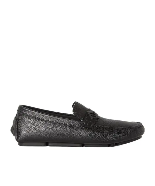 Fendi Selleria Driving Loafers With Ff Detail - Black