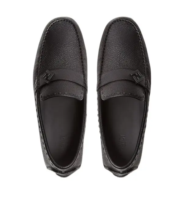Fendi Selleria Driving Loafers With Ff Detail - Black