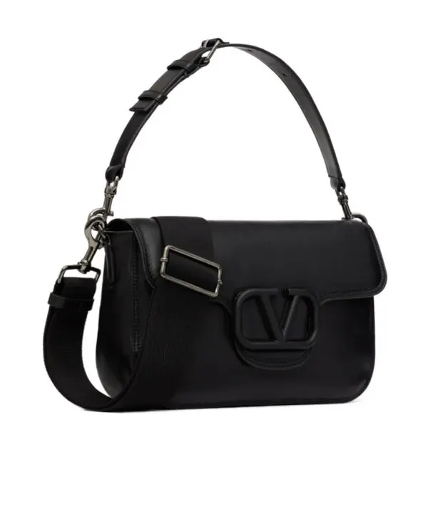 Valentino Garavani Noir Vlogo Signature Foldover Top Shoulder Bag
