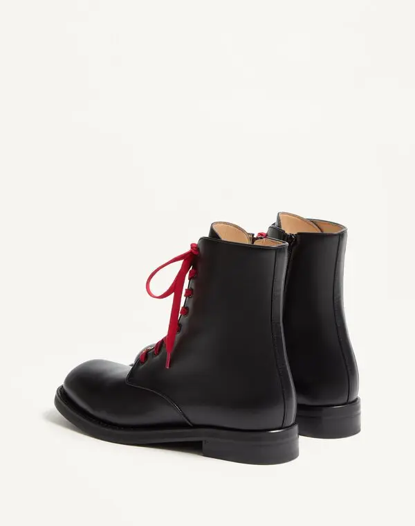 Valentino Garavani Calfskin Combat Boots With Tie Fastening
