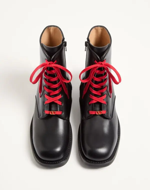 Valentino Garavani Calfskin Combat Boots With Tie Fastening