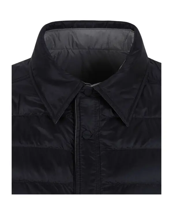 Herno Quilted Shirt Down Jacket With Pointed Collar - Black