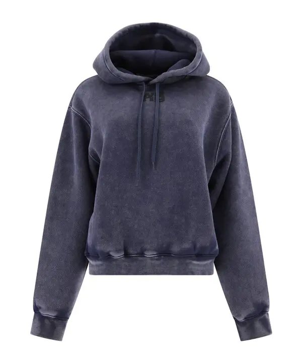 Alexander Wang Structured Terry Puff Logo Hoodie - Black