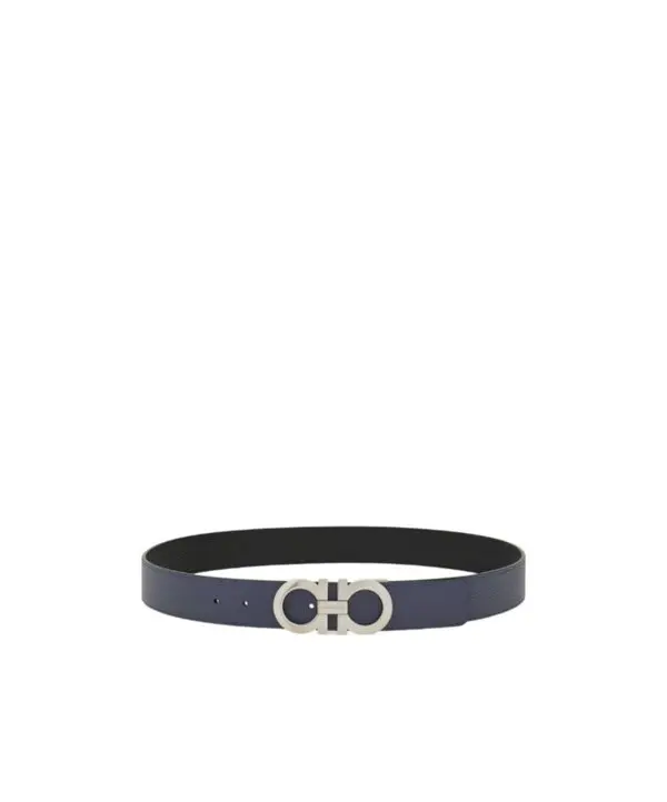 FERRAGAMO Reversible Gancini Belt - Graphite/black
