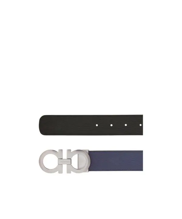 FERRAGAMO Reversible Gancini Belt - Graphite/black