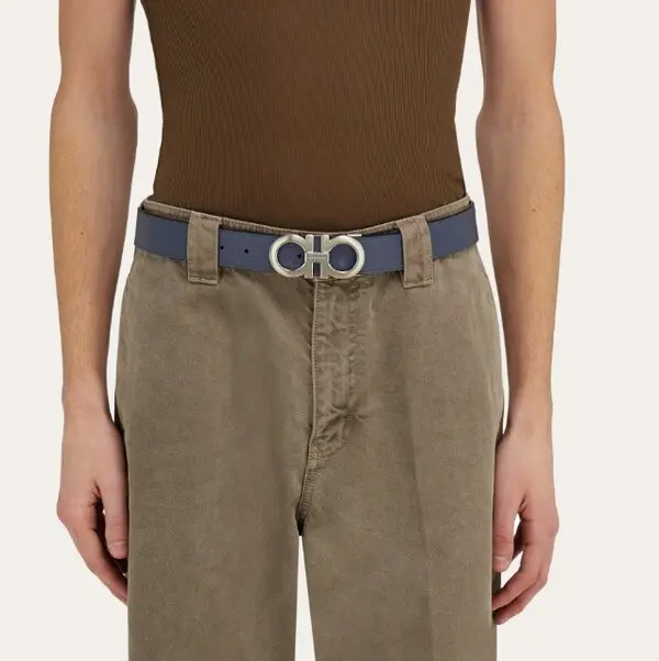 FERRAGAMO Reversible Gancini Belt - Graphite/black