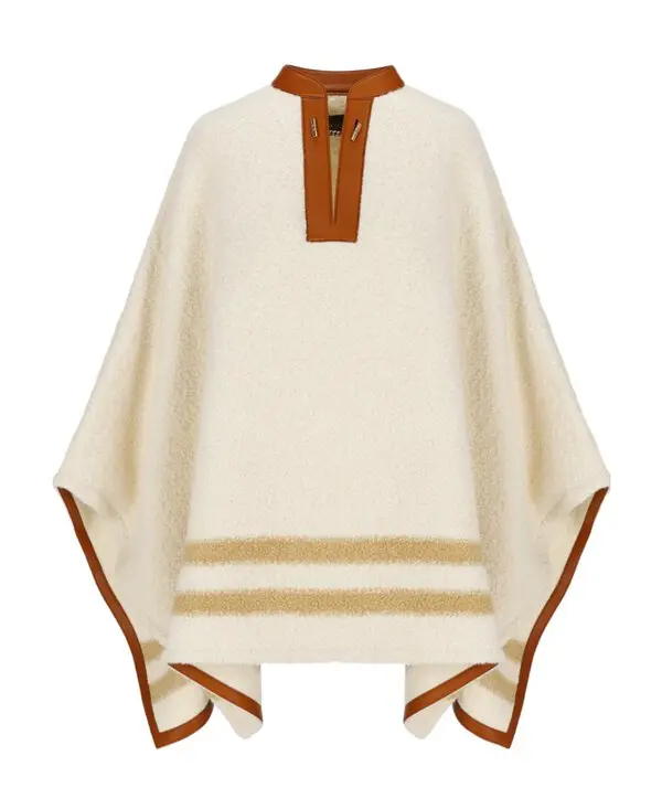 Loro Piana Striped Cloak - White And Wheat Fields