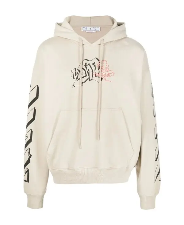 Off-White Cotton Hoodie With Arrows Logo