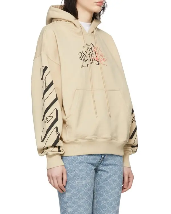 Off-White Cotton Hoodie With Arrows Logo