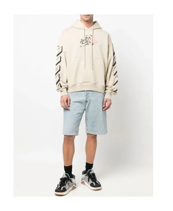 Off-White Cotton Hoodie With Arrows Logo